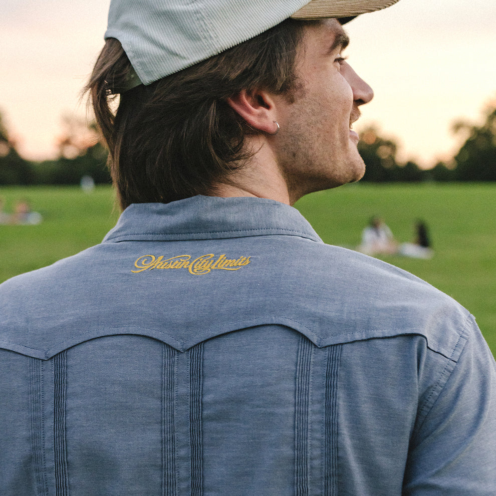 ACL Fest 2025 Guayabera Shirt - Rosas Amarillas : Azul – HOWLER BROTHERS