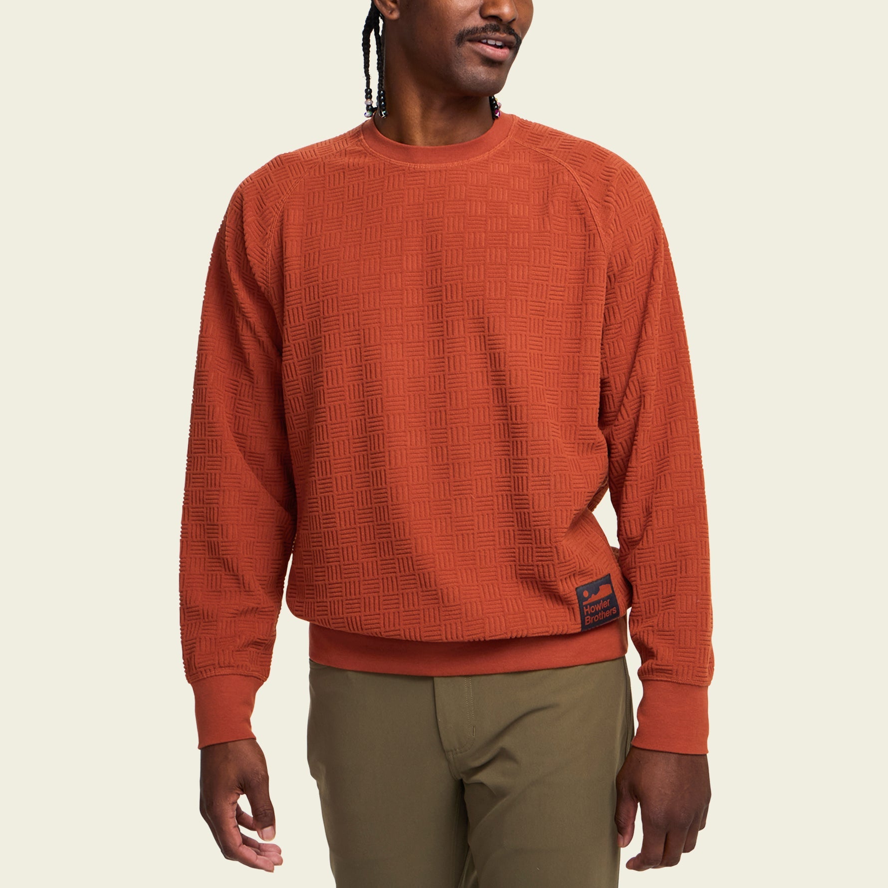 Eleos Fleece Crewneck - Grids : Terracotta – HOWLER BROTHERS