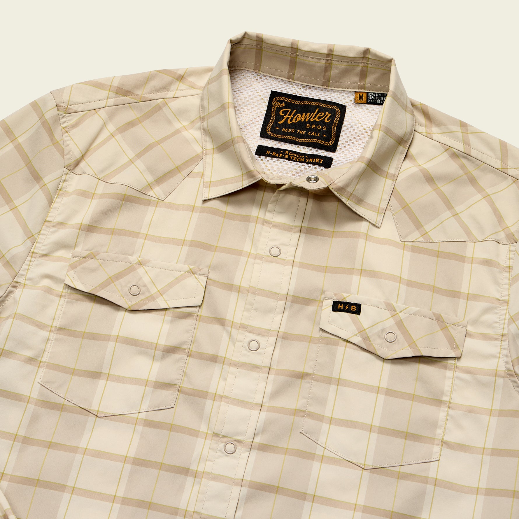 H Bar B Tech Longsleeve - Braden Plaid : Faded Khaki – HOWLER BROTHERS