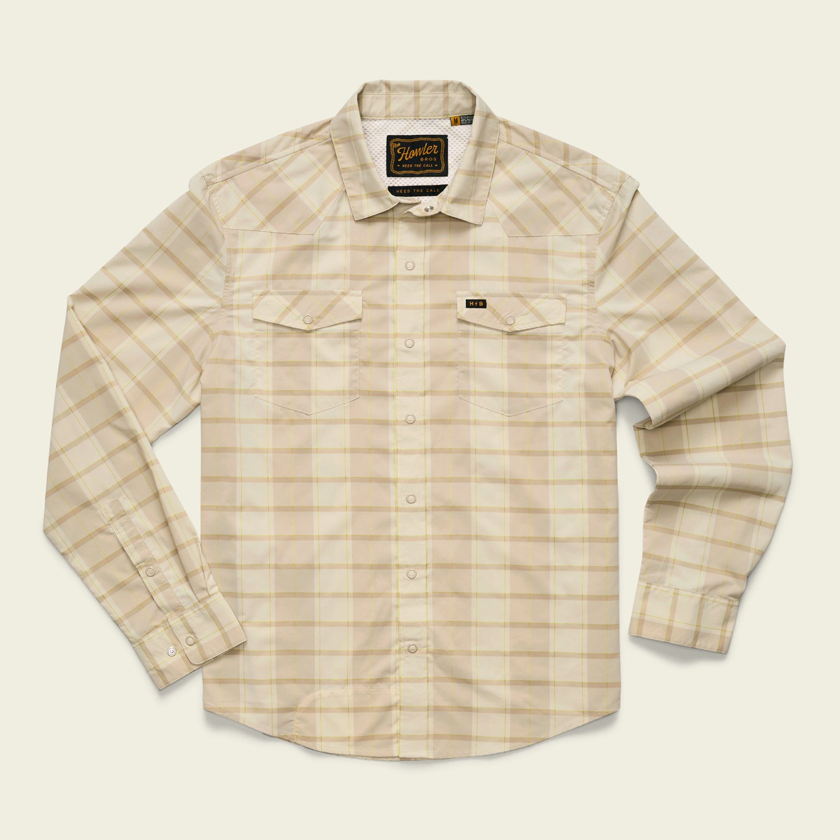 H Bar B Tech Longsleeve - Braden Plaid : Faded Khaki – HOWLER BROTHERS