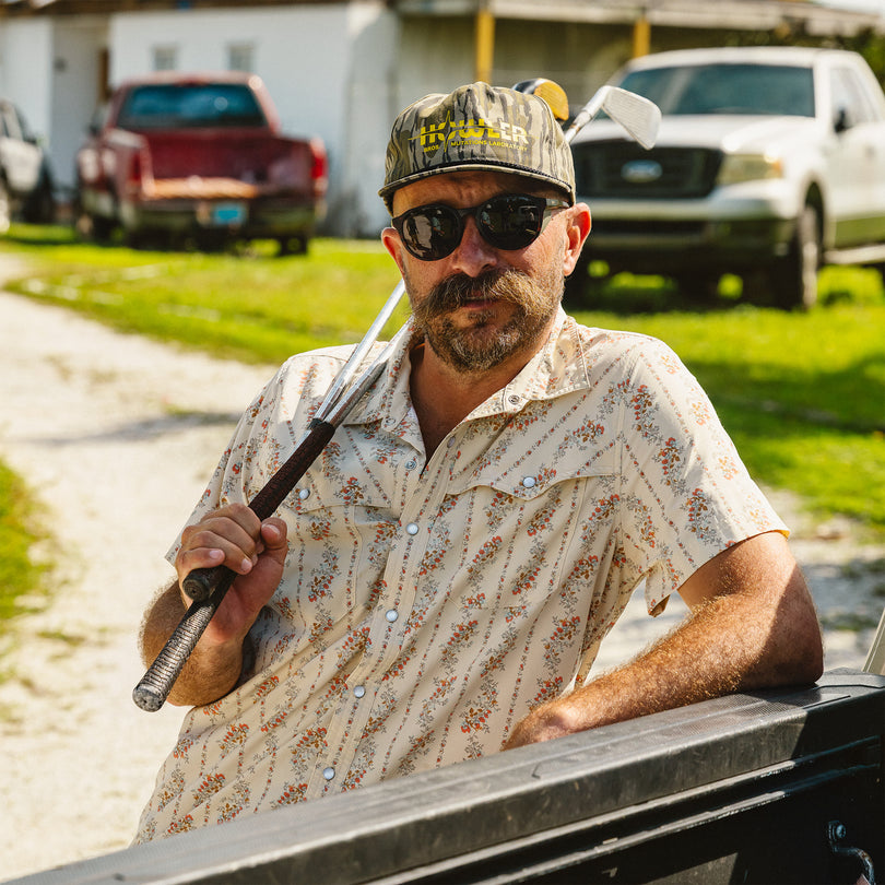 Open Country Tech Shirt - Grampa's Curtains : Natural – HOWLER BROTHERS